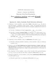 Final Exam Structure 2023 MATH 2270 Pdf MATH 2270 Multivariable
