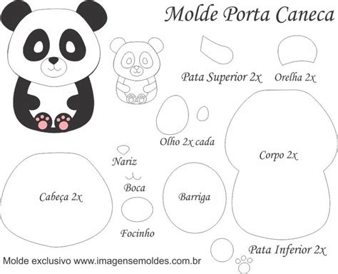Molde Porta Caneca Panda Molde Para Feltro EVA E Artesanato