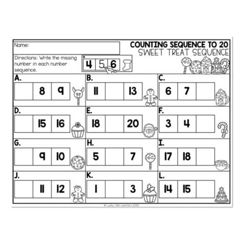 Counting Sequence To 20 Sweet Treat Sequence Worksheet Lucky Little