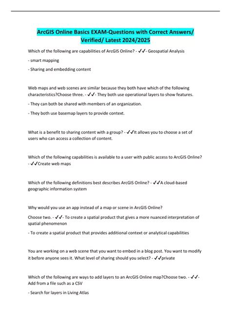 Arcgis Online Basics Exam Questions With Correct Answers Verified Latest 2024 2025 Arcgis