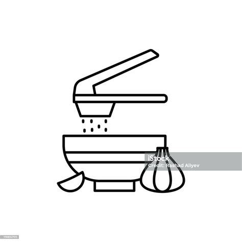 大蒜按碗圖示簡單的行大綱向量烹飪圖示為ui和ux網站或移動應用程式向量圖形及更多健康飲食圖片 健康飲食 冬天 午餐 Istock