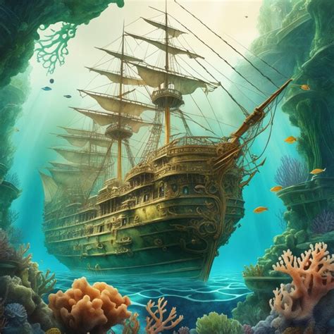 Premium Photo Ghost Ship Sailing Under The Seamystical Algae And