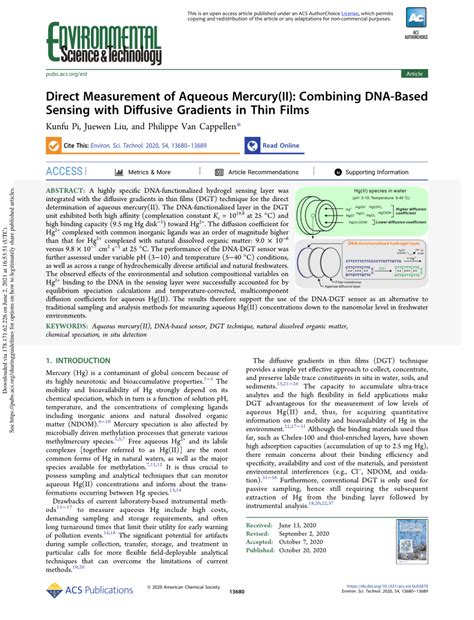 (PDF) Direct Measurement of Aqueous Mercury(II): Combining DNA-Based ...