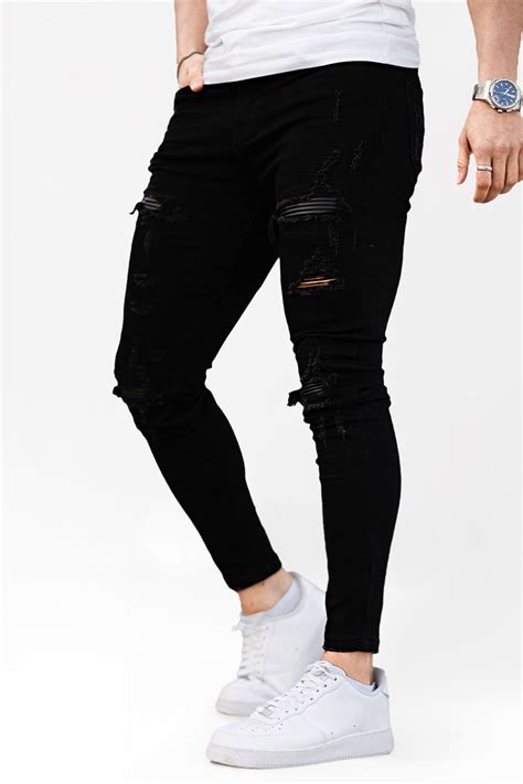 Mens Ripped Jeans Black Skinny Black Ripped Skinny Jeans For Men