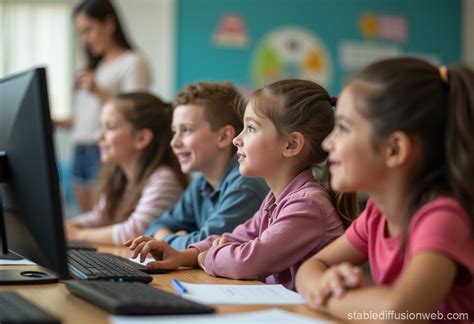 Celebrating Digital Education In A Perfect Classroom Stable Diffusion