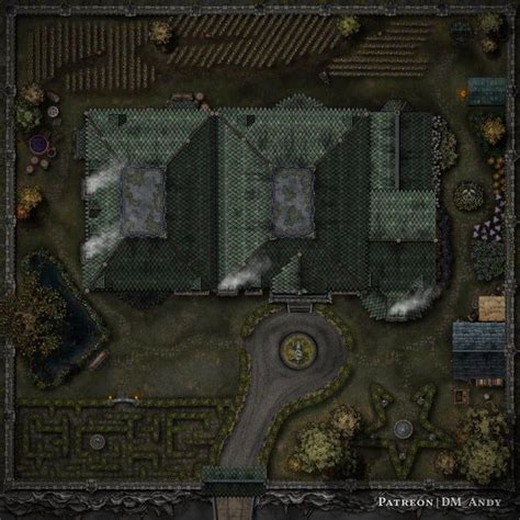 Sinclair Manor Manor Battle Map 3 Maps Total 40x40 Battlemaps Battle Fantasy Town