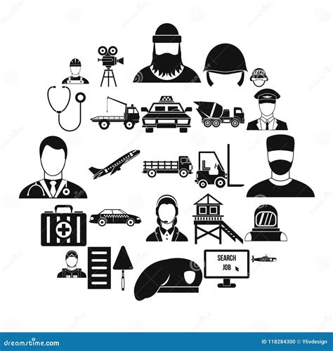 Working Hours Icons Set Simple Style Stock Vector Illustration Of