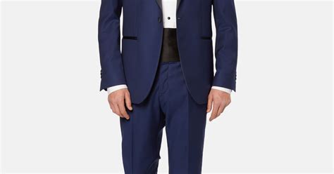 Costume De Smoking Bleu Marine En Laine Extensible Homme Boggi Milano