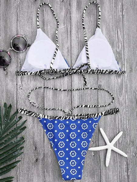 Floral Print Tanga String Bikini Set Ncocon