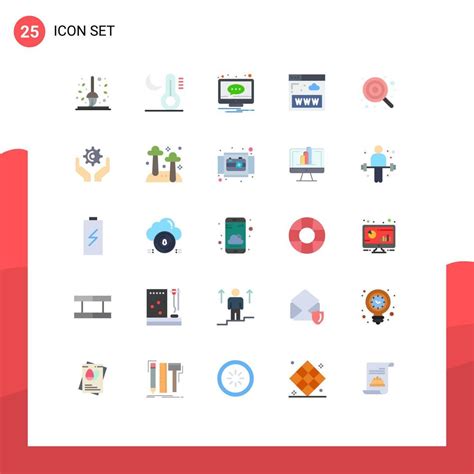 Mobile Interface Flat Color Set Of 25 Pictograms Of Internet Temperature Communications