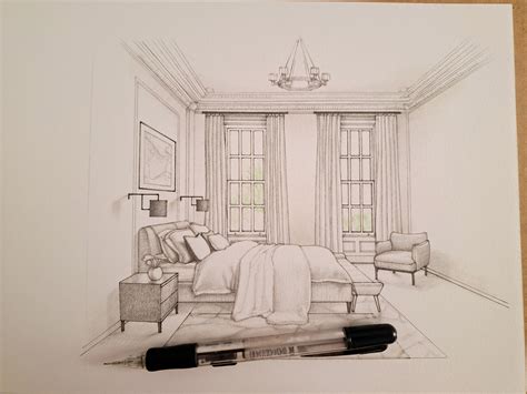 Quarto De Casal Hand Sketch Interior Design Bedroom Sketch Drawings