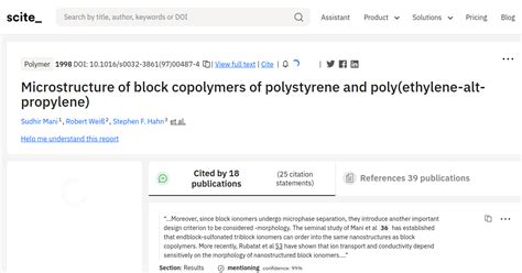 Citation Report Microstructure Of Block Copolymers Of Polystyrene And