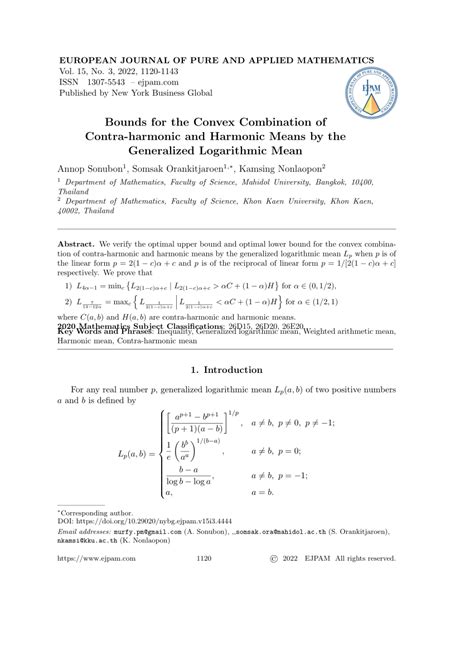 PDF Bounds For The Convex Combination Of Contra Harmonic And Harmonic Means By The Generalized