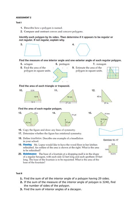 Assessment 2 Can Be Used As Practice Materaials For Math Assessment 2 Test I Test Ii 1 Find