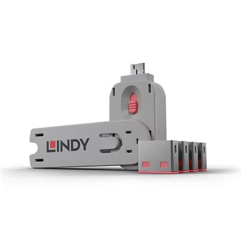 Usb A Port Blocker 4pcs Pink Key Accessories From Lindy Uk
