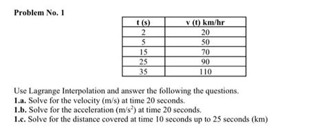 Solved Problem No 1 Use Lagrange Interpolation And Answer