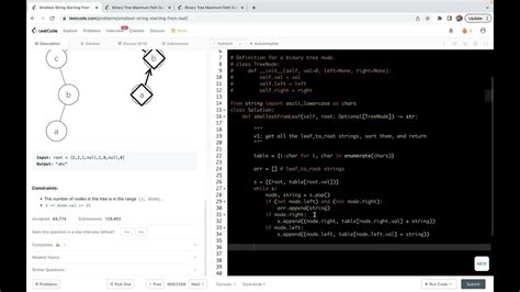 leetcode 988 smallest string starting from leaf traversal youtube