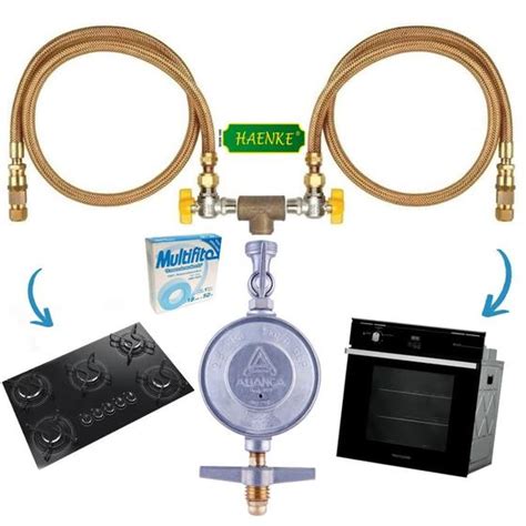 Kit Mangueira Cobre Instalação Cooktop Forno Gás Botijão Glp HAENKE