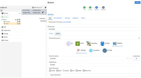 update sql no code software platform applications ncameo
