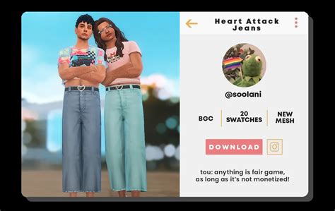Heart Attack Jeans Pants Mysims4mods