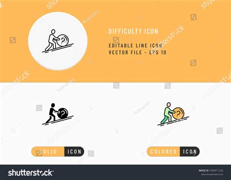 Difficulty Icons Set Editable Stroke Vector Stock Vector Royalty Free