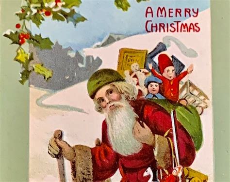CH39 Rare Antique Lightly Embossed Christmas Postcard A Merry
