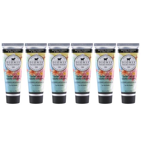 Dionis Goat Milk Hand Cream 1 Oz Water Flowers And Sea Salt 6 Pack