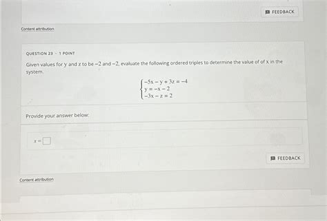 Solved Content AttributionQUESTION 23 1 POINTGiven Values Chegg Com