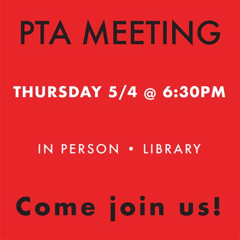 Pta Meeting In Person May 4th 630pm Art And Design High School Pta