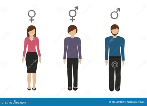 Gender Characters Female Male And Neutral Stock Vector Illustration