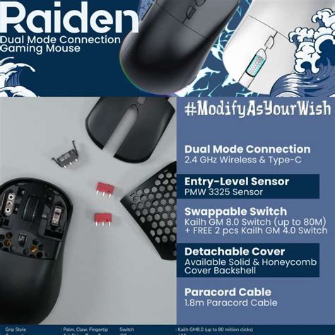 Jual Sades Raiden S S Wireless Modular Dual Mode Gaming Mouse