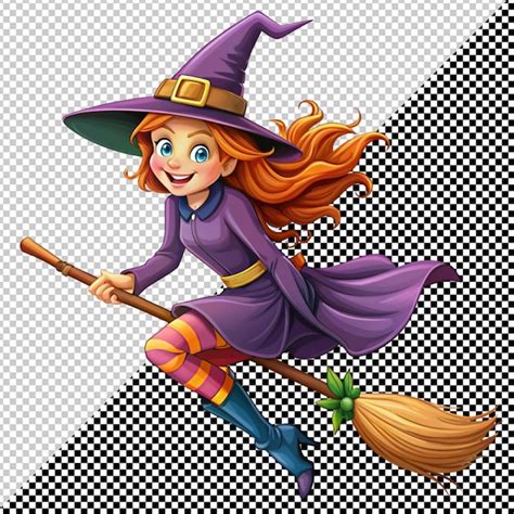 Premium Psd Witch Flying On A Broom Stick