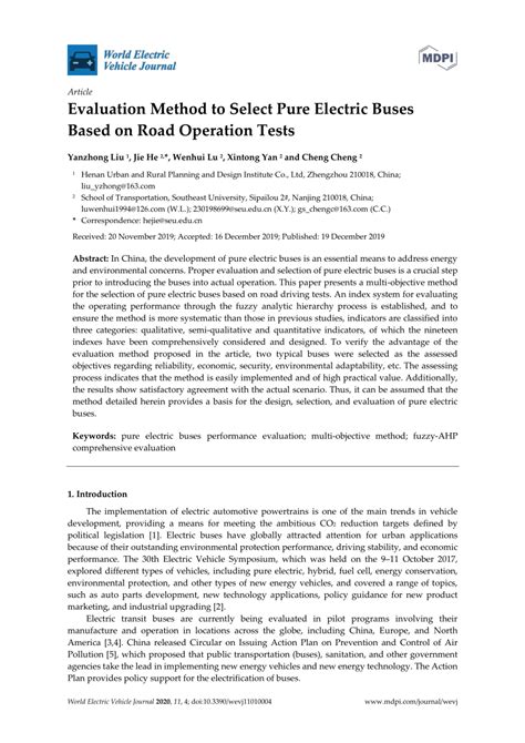 pdf evaluation method to select pure electric buses based on road