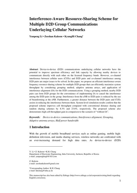pdf interference aware resource sharing scheme for multiple d2d group
