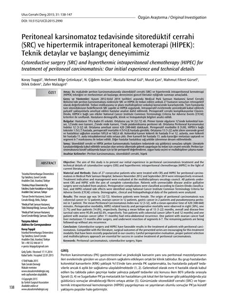 Pdf Cytoreductive Surgery Src For Treatment Of Peritoneal