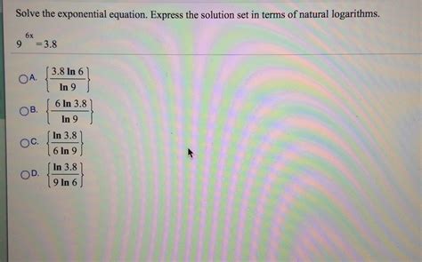 Solved Solve The Exponential Equation Express The Solution Chegg