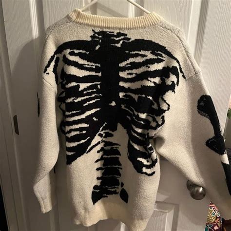 Aelfric Eden Skeleton Sweater White Black Size Large Skeleton Sweater
