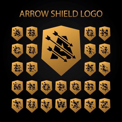 Premium Vector Arrow Shield Logo With Alphabet Letter Set