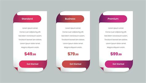 Modern Gradient Pricing Comparison Table Template For User Interface 27505985 Vector Art At Vecteezy