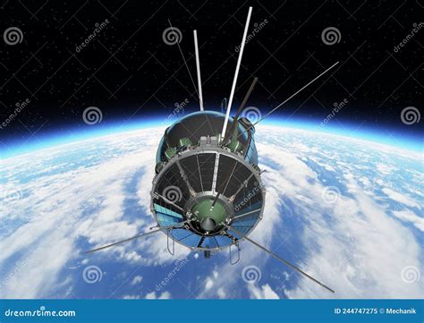 The First Spaceship At The Orbit Stock Illustration Illustration Of 1961 Cloud 244747275