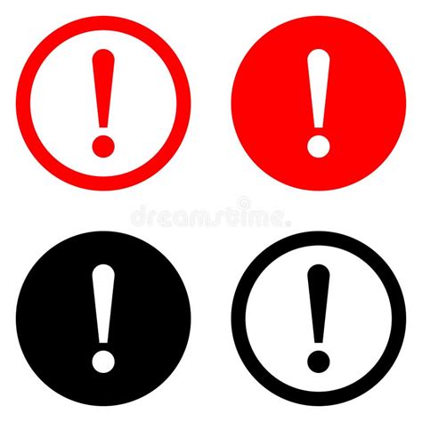 Exclamation Mark Vector Icon Set Red And Black Circle Warning Sign