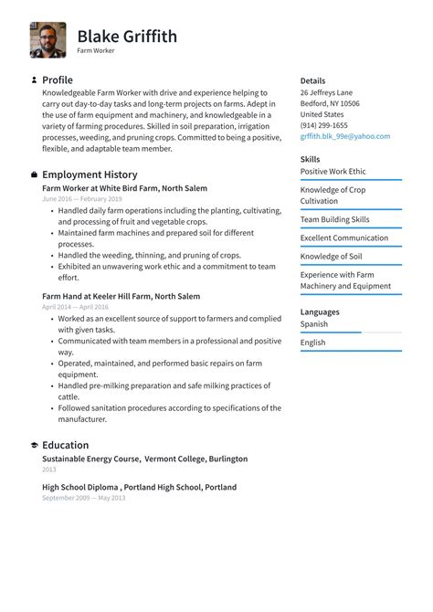 Farm Worker Resume Examples And Templates 2025 ·
