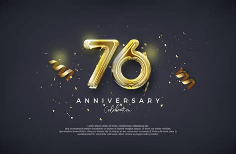 Premium Vector 76th Anniversary With Luxury Glossy Gold Design