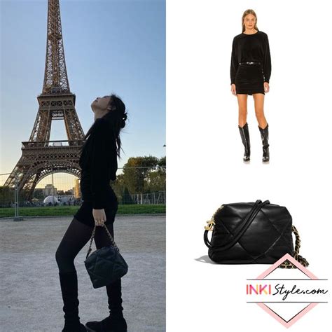 Blackpinks Jennie Brightened The Eiffel Tower With Her Chic Dark Look Instagram Outfits