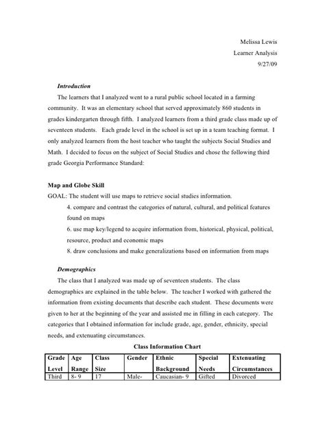 Learner Analysis