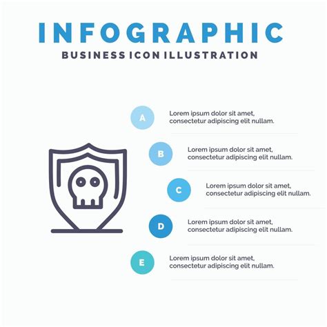 Shield Security Secure Plain Line Icon With 5 Steps Presentation Infographics Background