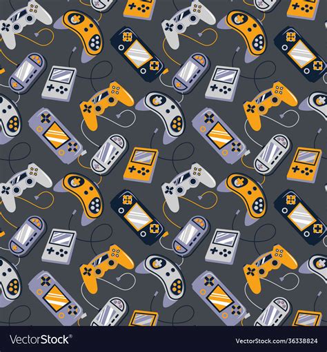 Seamless Bright Pattern With Joysticks Video Game Vector Image
