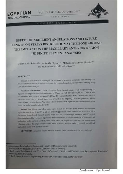 Pdf Effect Of Abutment Angulations And Fixture Length On Stress Distribution At The Bone