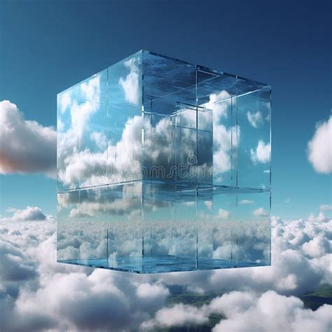 Creative Cloud Concept Glass Cube Generative Ai Stock Illustration Illustration Of Asset