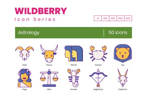 50 Astrology Icons Wildberry Icons ~ Creative Market